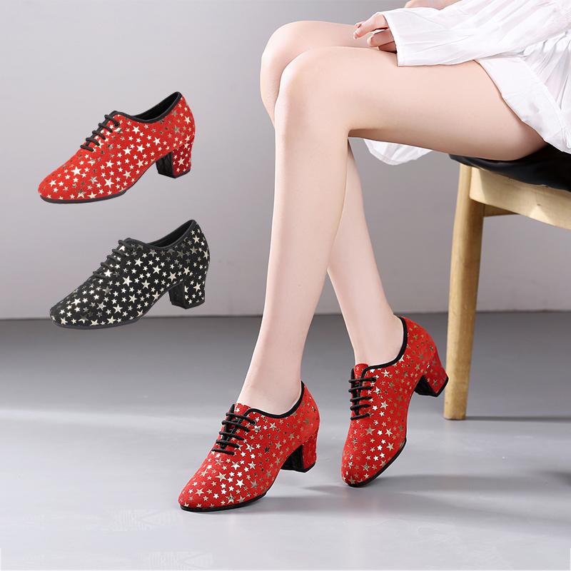 Buy Black Red Women Dance Sneakers Teachers' Latin Dance Shoes Ballroom ...