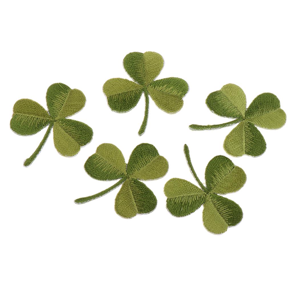Pack of 5 Embroidered Iron on Patches Badge Cloth Stickers Four Leaf ...