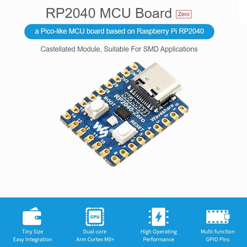 Buy Waveshare RP2040-Zero Pico-like MCU Board Based On Raspberry Pi MCU RP2040, with Pinheader ...