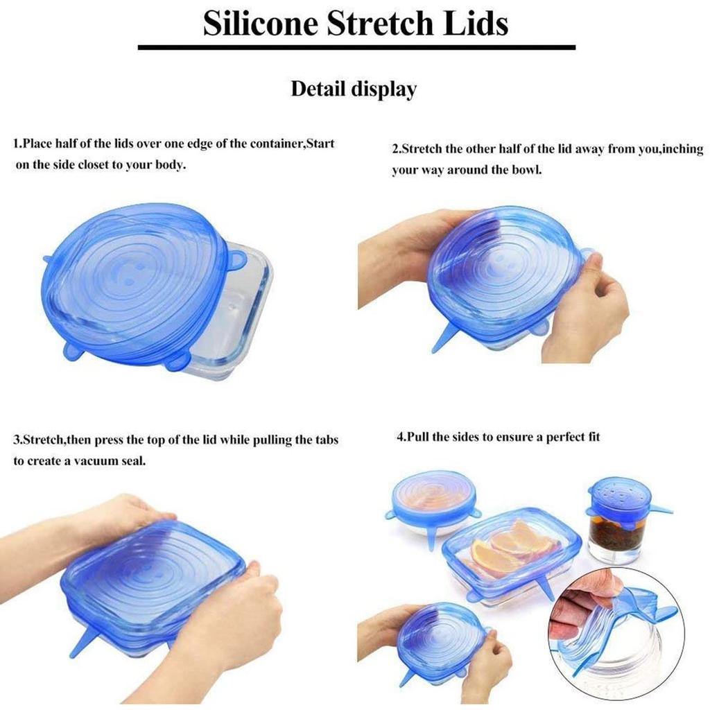 Buy Lightweight 6pcs Reusable Silicone Wrap Keeping Food Fresh Sealed ...