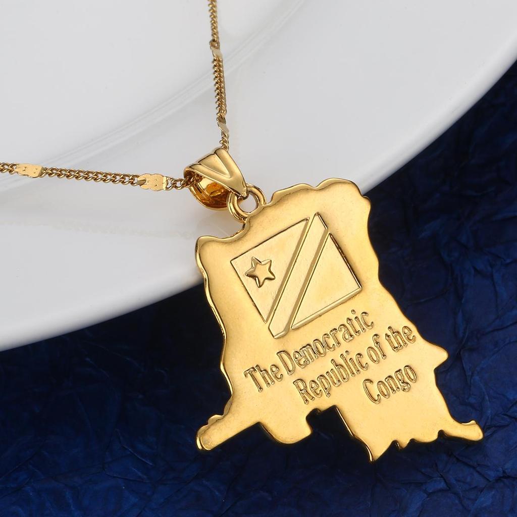 Buy Democratic Republic of The Congo National Flag Map Pendant Necklace ...