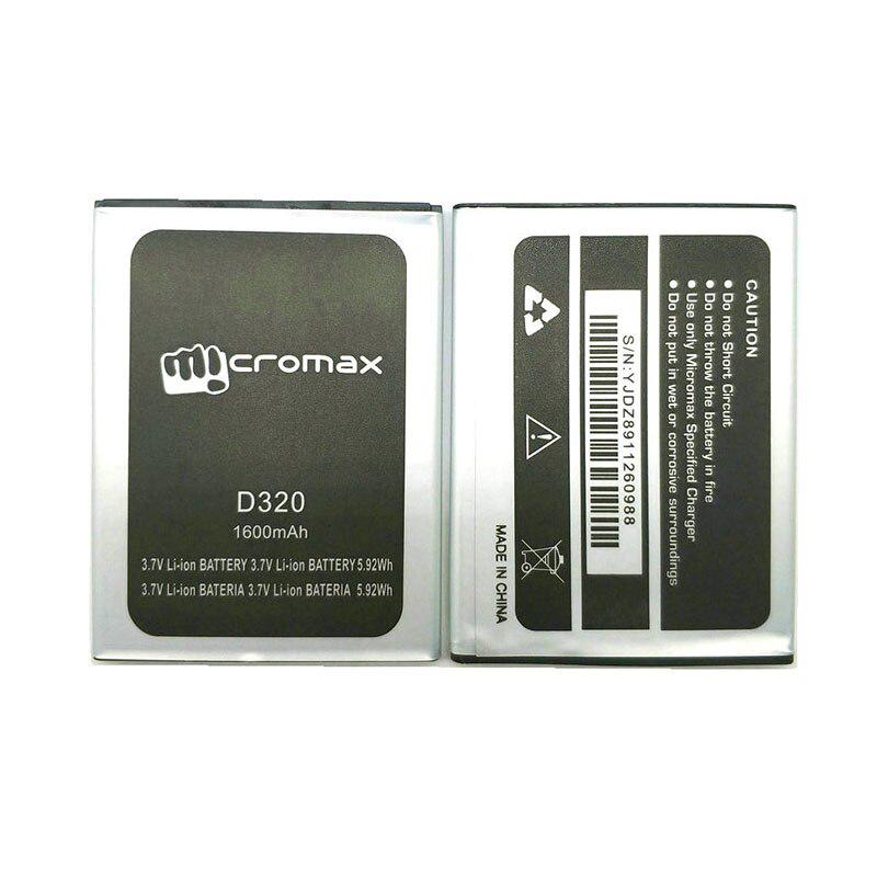 Original Replacement 3.7V 1600mAh 5.92Wh D320 Battery for Micromax D320 ...