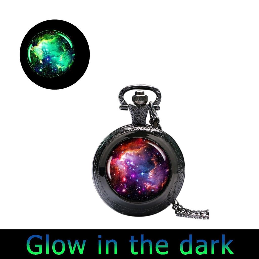 Buy Glowing Carina Nebula Galaxy Pocket Watch Necklace, Glow In The ...