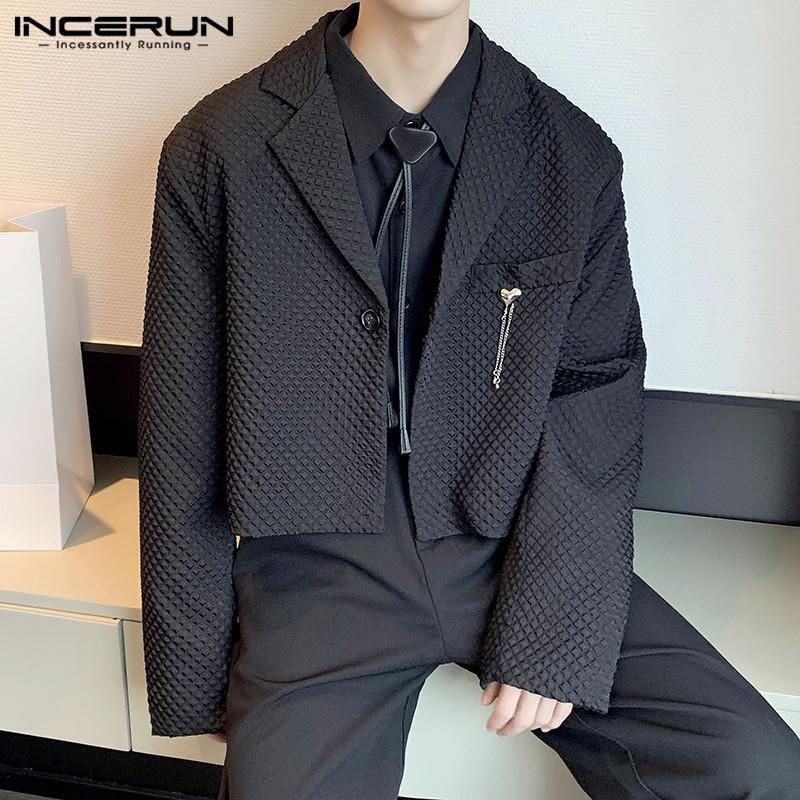 Buy INCERUN Spring Autumn Men's Long Sleeve Lapel Waffle Blazer Coats ...