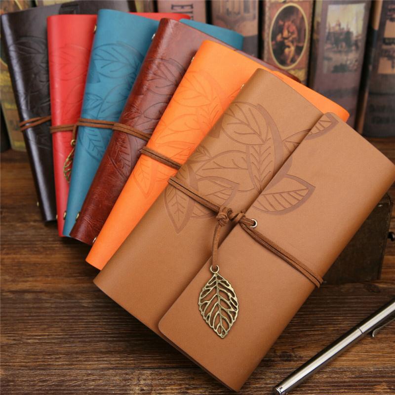 Kraft Paper Retro Notebook Pu Leather Cover Spiral Literature Diary ...