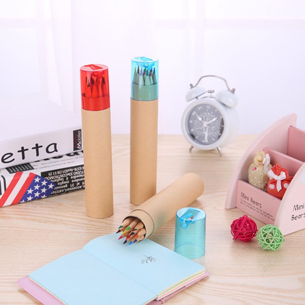 Buy 12-color Color Pencil Barrel Painting Pencil With Sharpener Drawing ...