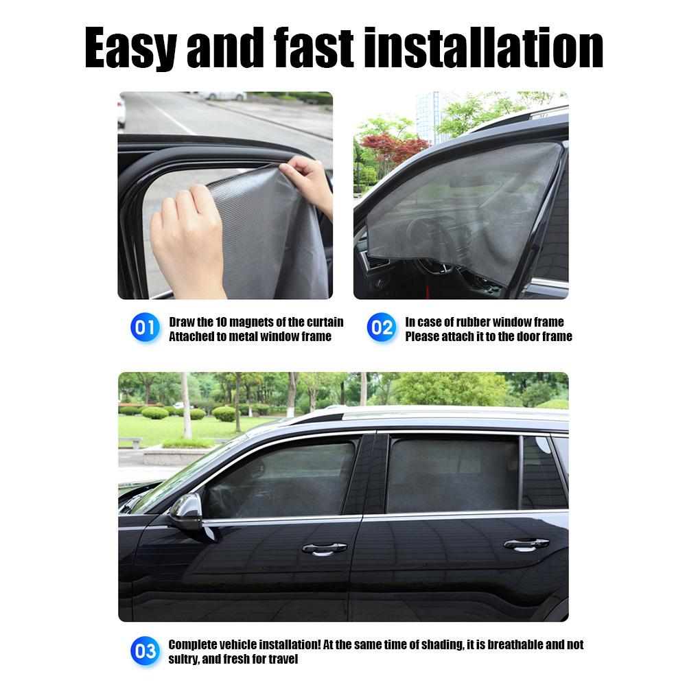 Cheap 4pcs Magnetic Car Side Window Sun Shade 10 Magnets Mesh Curtain ...