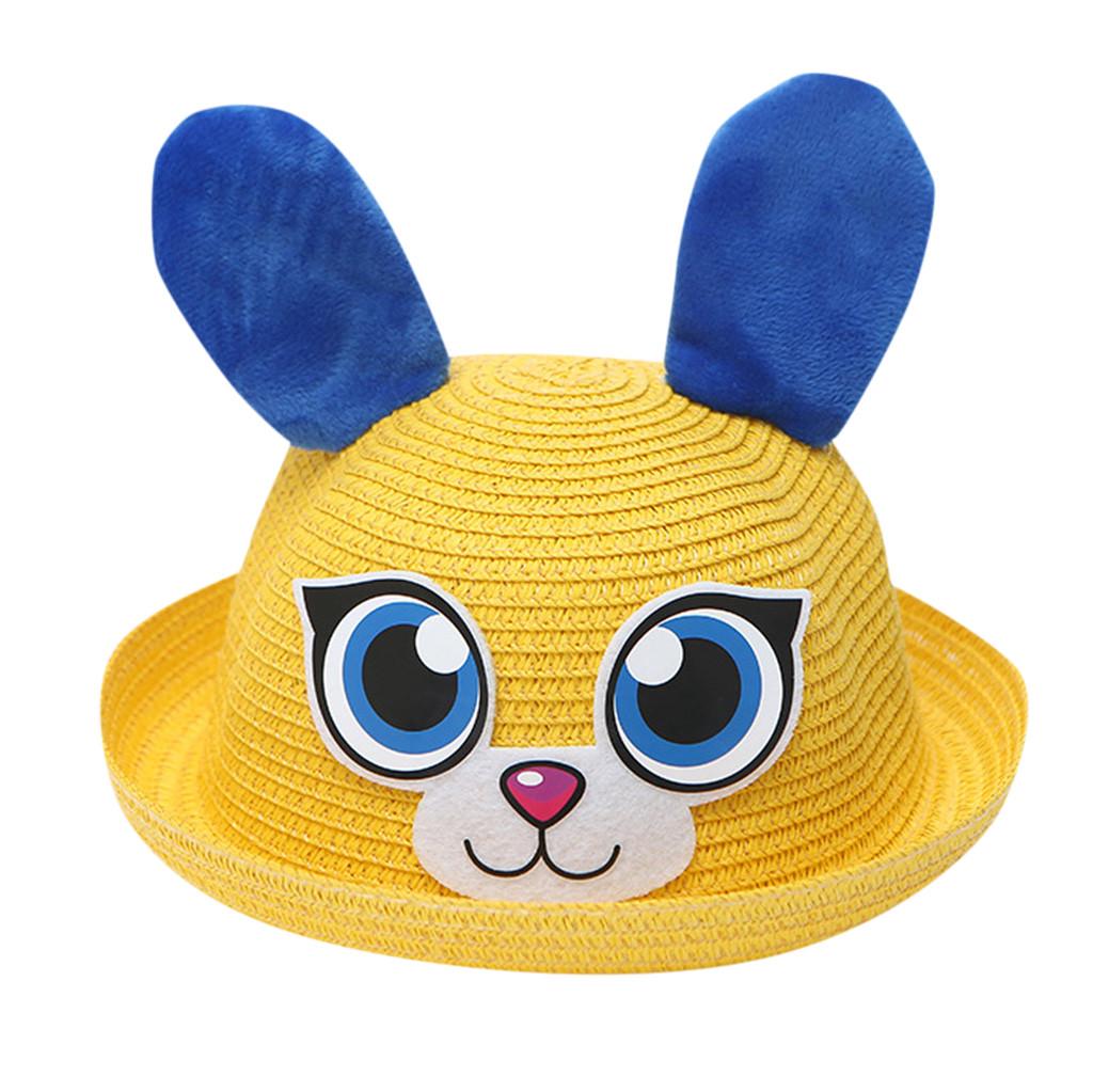 Buy JNE Breathable Rabbit Cartoon Hat Kids Ears Straw Hats Summer Baby ...