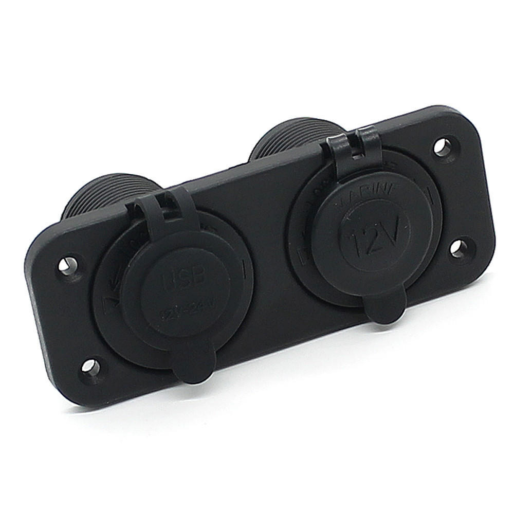 Buy 12 Volt Dual USB Charger and Mount Marine Power Outlet Socket Panel ...