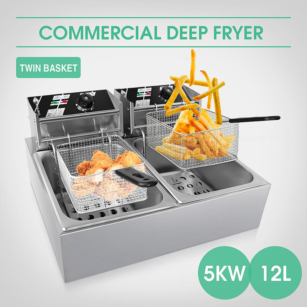 Buy 5000W 60-200° Deep Fryer Twin Frying Chef Electric Commercial ...