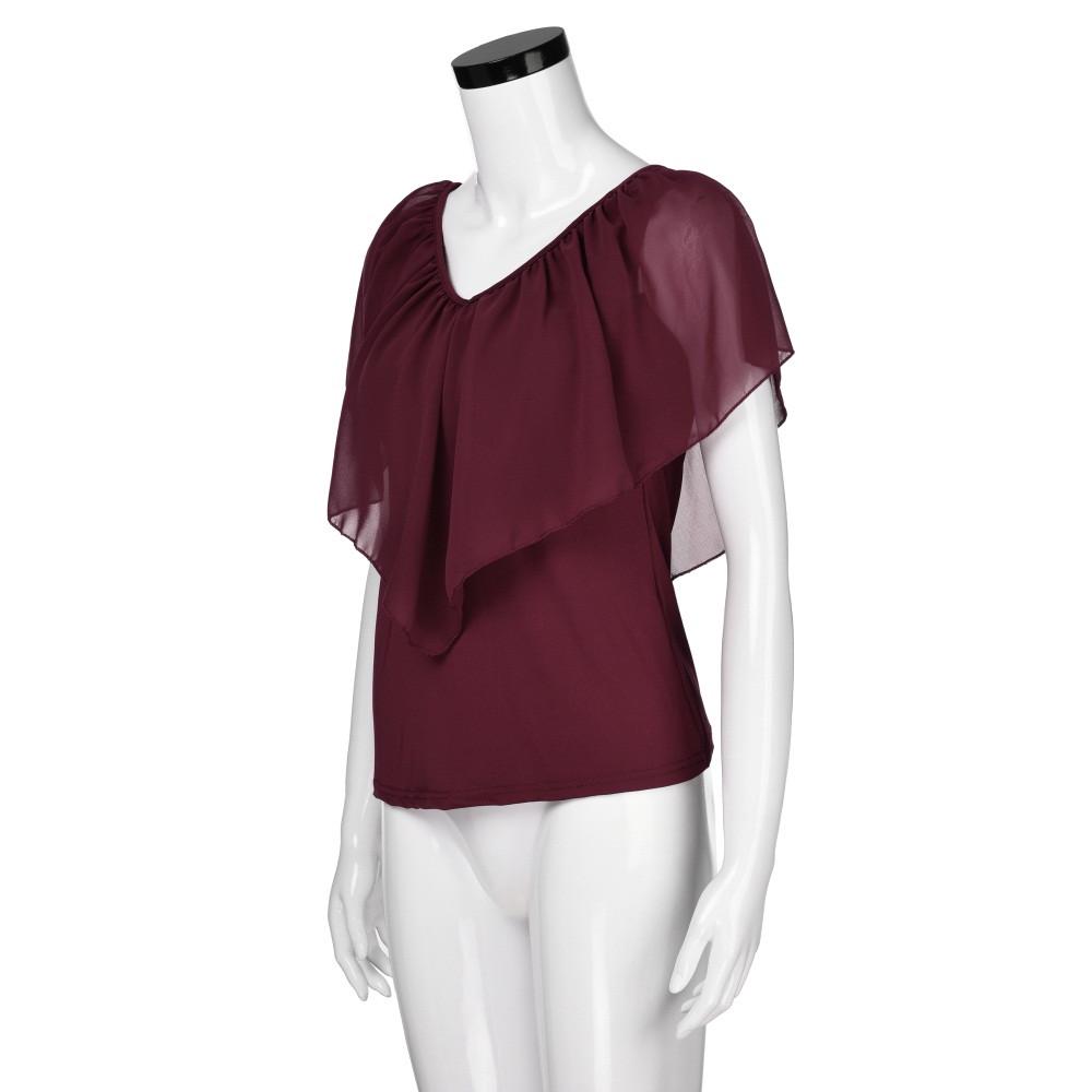 Summer Women Off Shoulder Irregular Chiffon Blouses Shirts Tops uygun ...