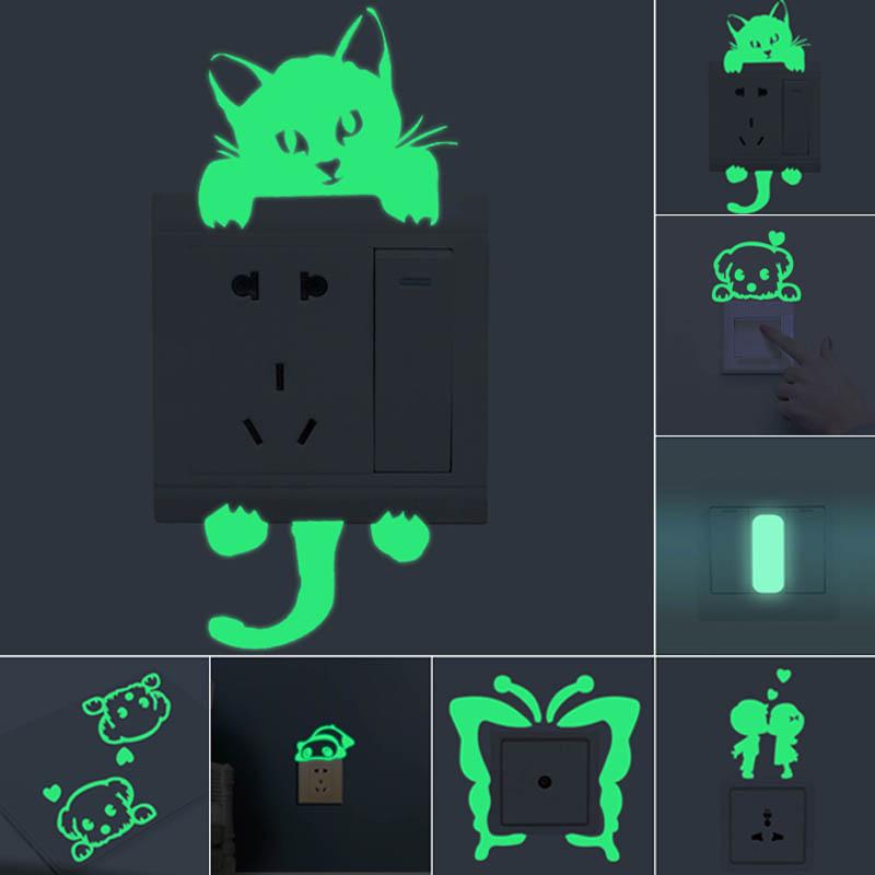 Luminous Carved Fluorescent Wall Stickers Switch Decorative Stickers ...