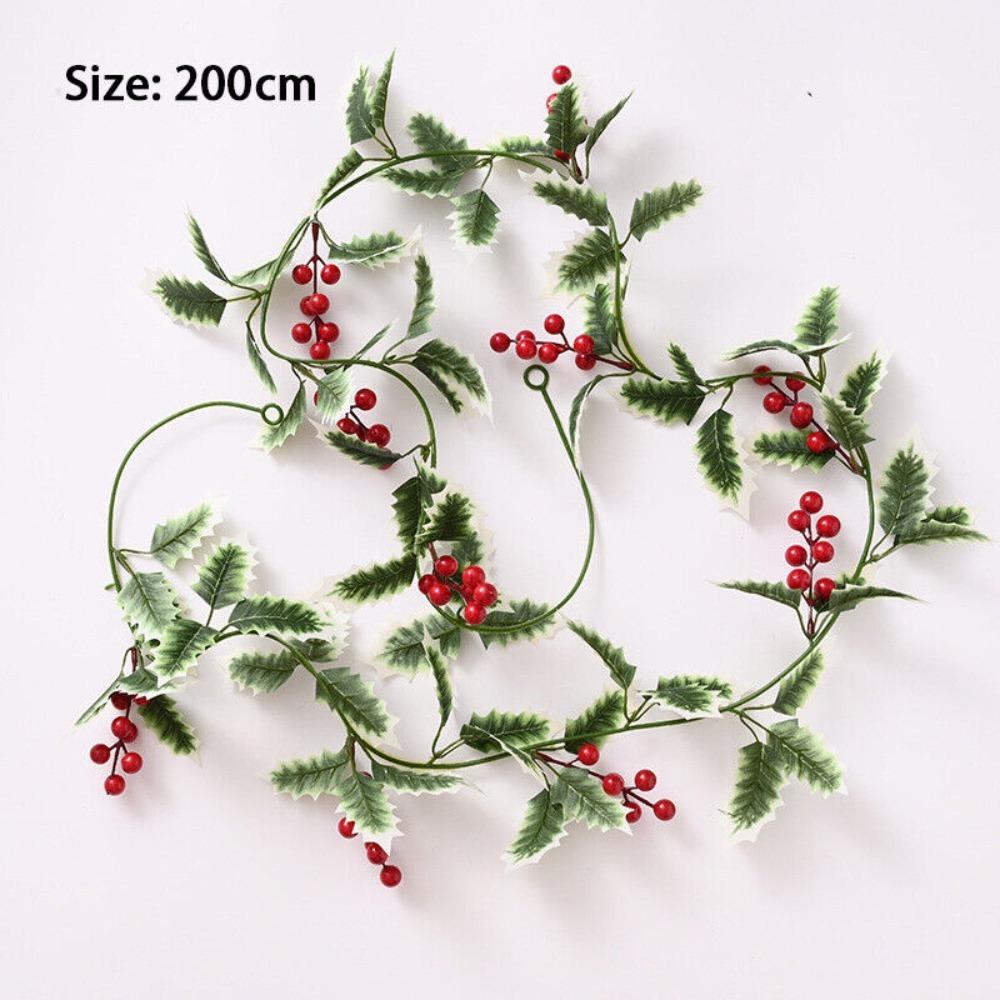 Buy Fake Flower Decoration Holly Leaves Decor Christmas Fake Red ...