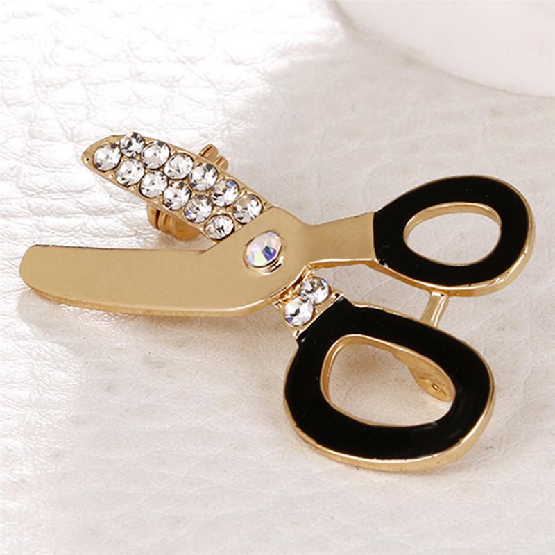 Buy Scissors Crystal Rhinestone Brooch Pin Suit Jacket Brooch Unisex ...
