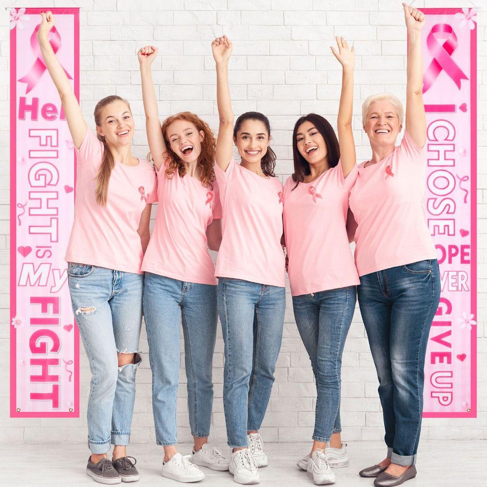 Comprar Polyester Pink Ribbon Porch Sign for Breast Cancer Awareness ...