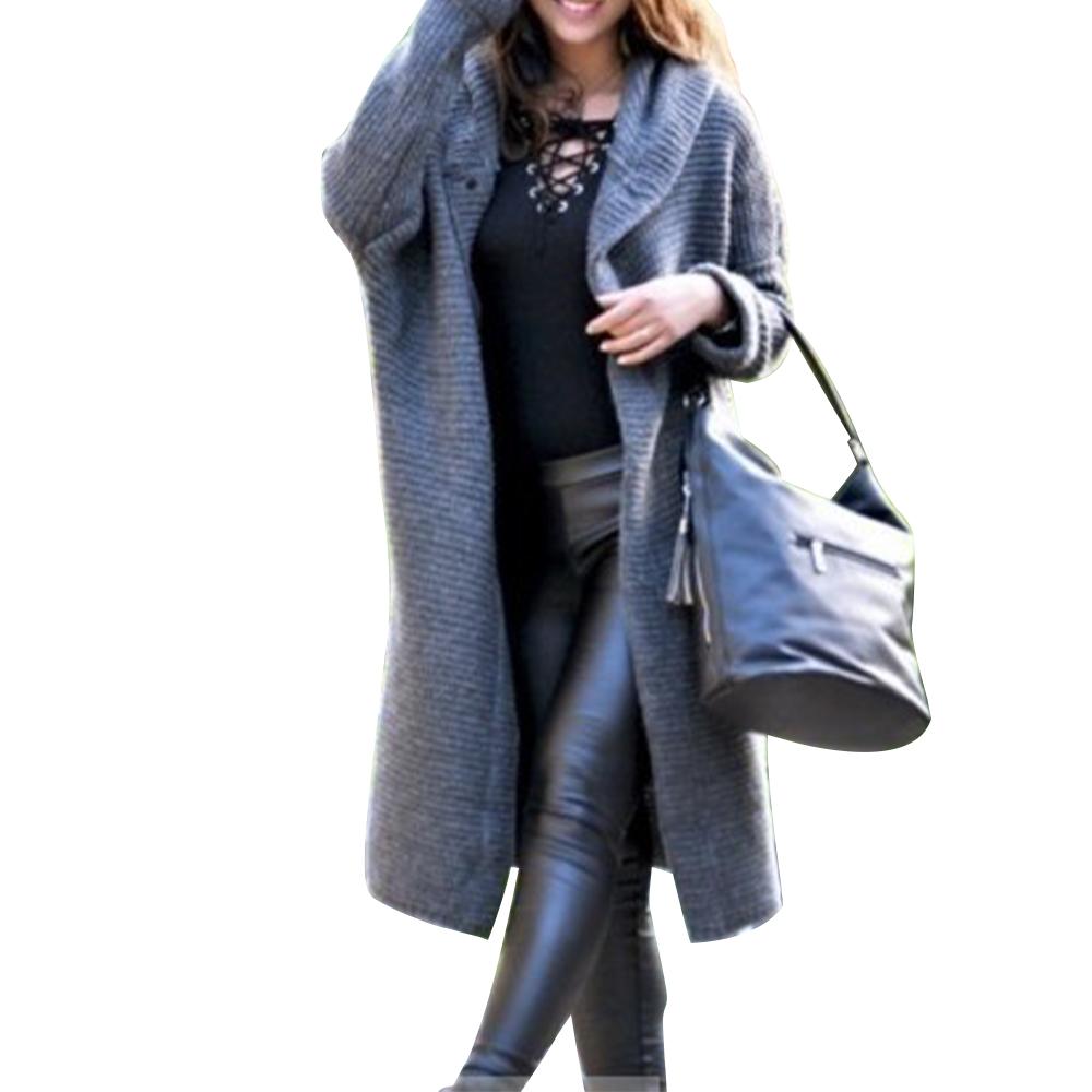 Buy Women Hooded Long Sleeve Knitted Overcoat Sweater Coat Cardigan S ...
