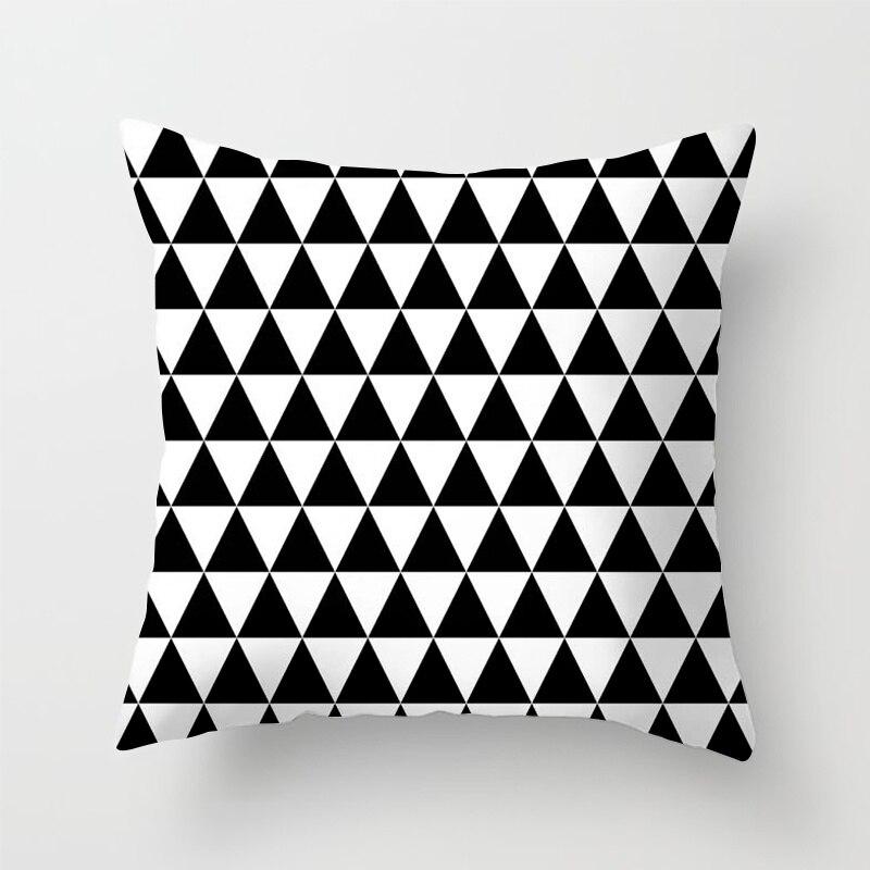 Black White Geometric Cube Letter Polyester Cushion Cover Throw Pillow ...
