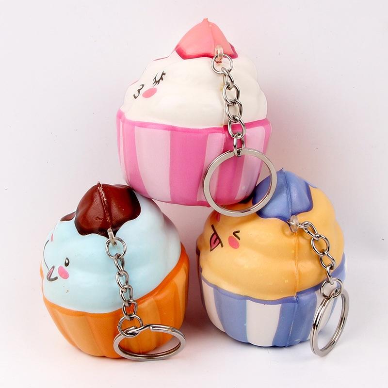 Buy Random Squishy Slow Rising Color Printing Scented Cake Pendant Key ...