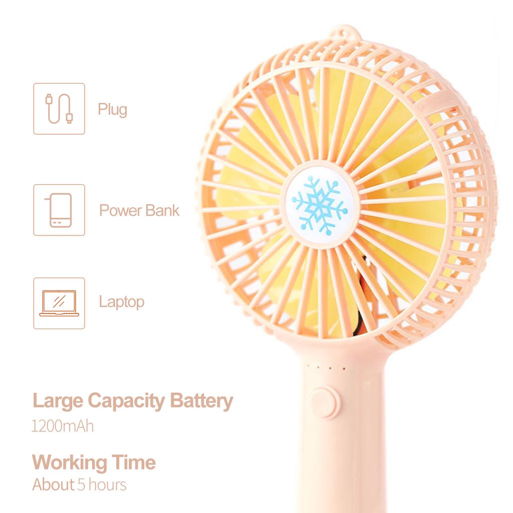Led Handheld Fan With Base Portable Mini Fan 3 Speed Low Noise Personal ...