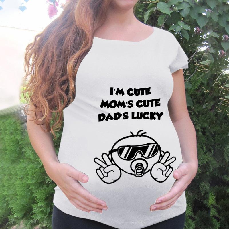 Buy Women's Funny Cartoon Printed Short Sleeve Maternity Pregnancy T ...