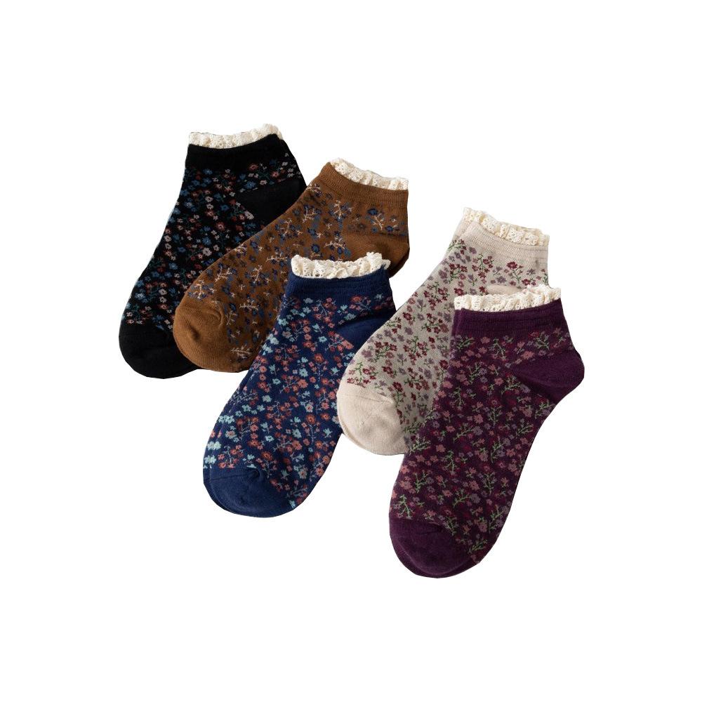 Buy Women's Lace Ankle Socks Floral Vintage Women's Socks Cotton Socks ...