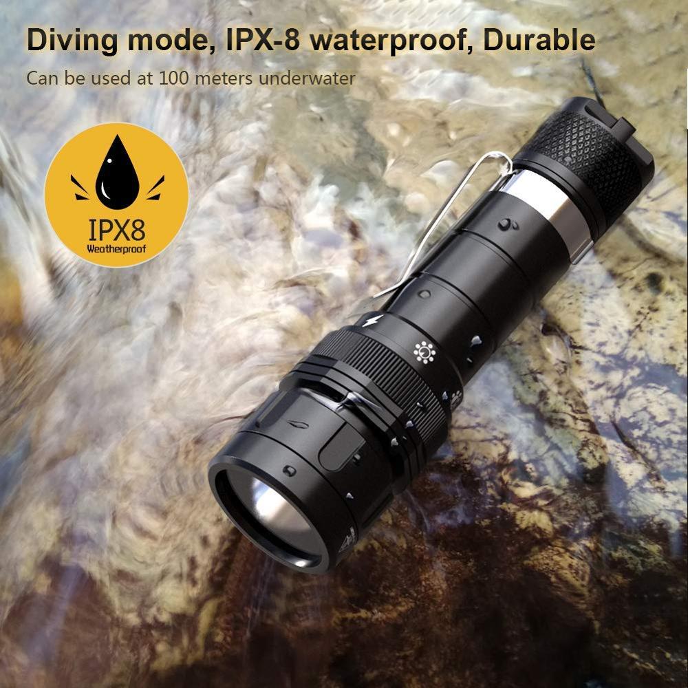 Buy DF10 Diving Light 18650 LED Flashlight Compact 1080lm LH351D 1080lm ...