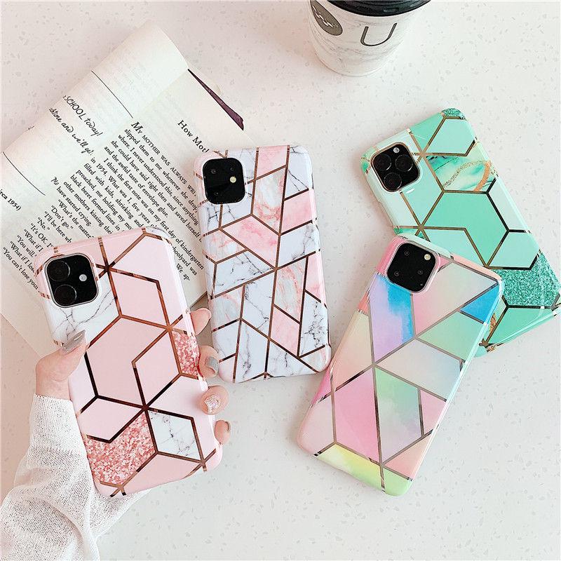 Luxury Electroplated Splice Marble Hard IMD Phone Case for IPhone 11 11 ...