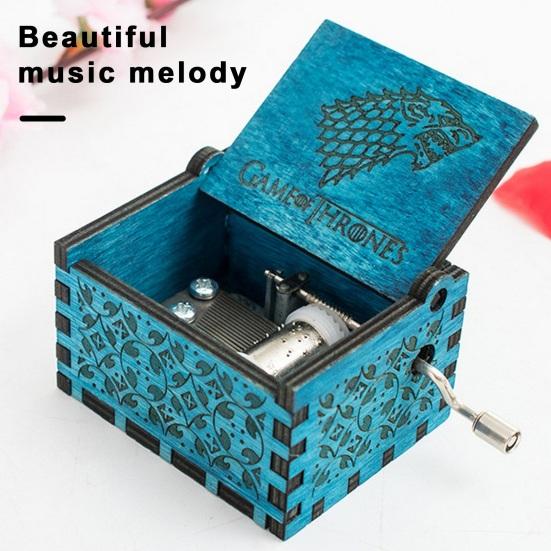 Buy Music Box Engraved Wood Music Box Hand Crank No Batteries Required ...