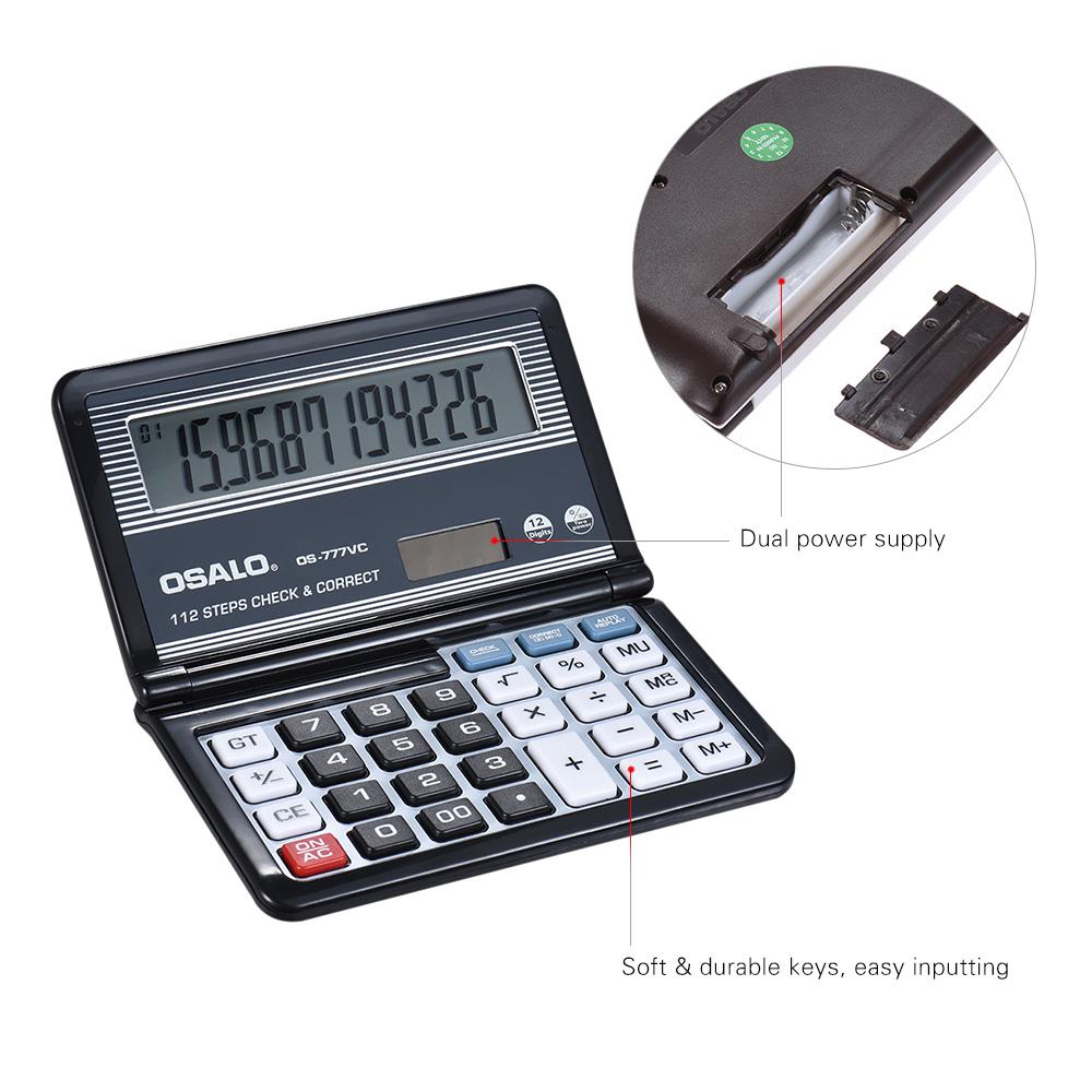 Buy Folding Desktop Electronic Calculator 12 Digits 112 Steps Check ...