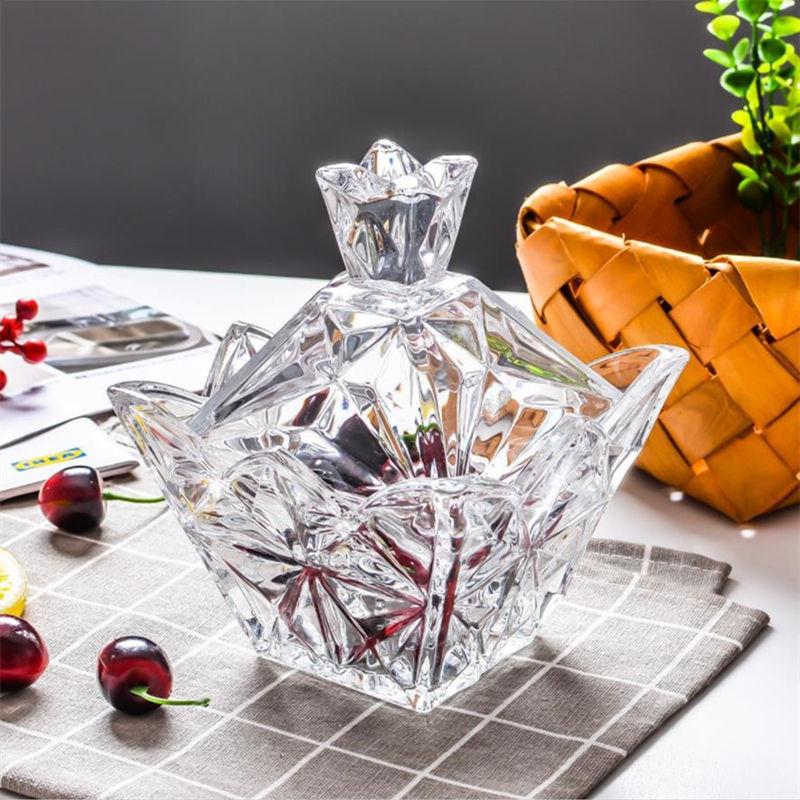 Buy Crystal Glass Fruit Plate with Lid Square Fruit Plate European ...