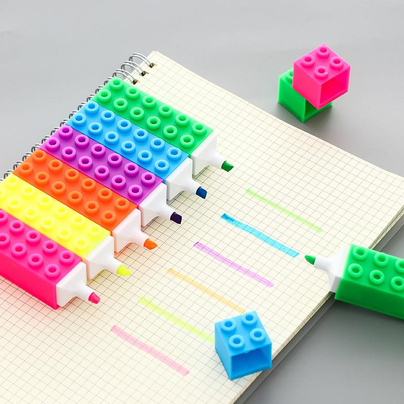 Building Blocks Highlighter Pen Marking Canetas Learn Office Stationery ...