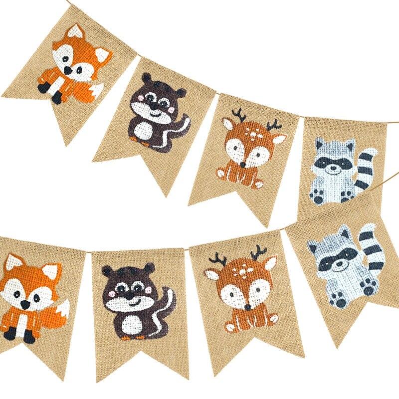 Buy Jungle Animal banner Pennant Woodland Squirrel Deer Raccoon Garland ...