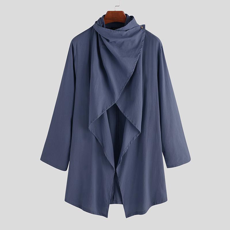 INCERUN Spring Fashion Men's Long Sleeve Irregular Shirt Cotton Poncho ...