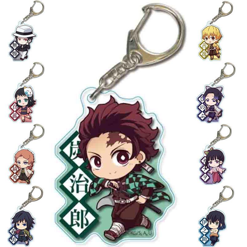Charm Anime Demon Slayer Acrylic Keychain Cute Ghost Key Chain Cosplay ...