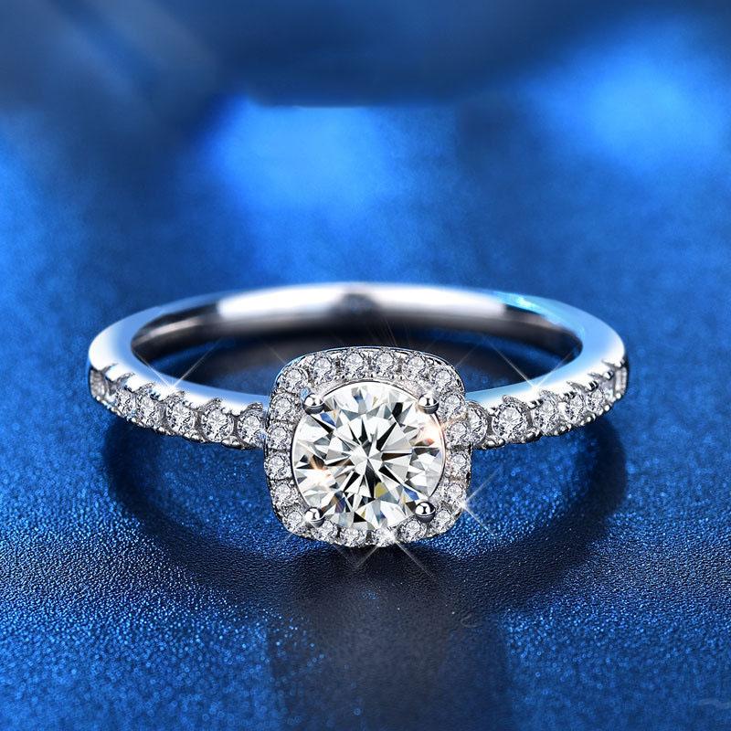 Buy 925 sterling silver square ring female ins fashion Moissan wedding ...