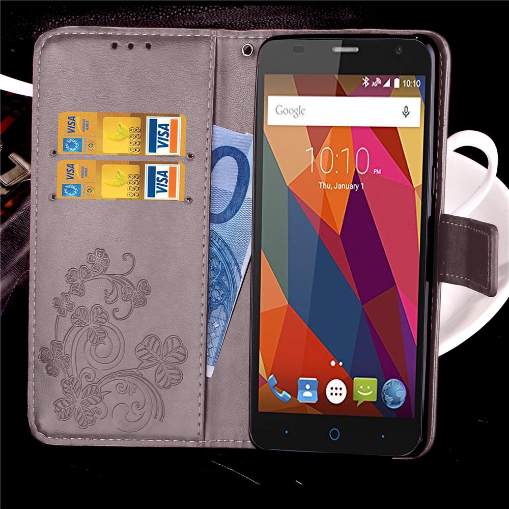 Buy For ZTE Blade L5/ZTE Blade L5 Plus Embossed Lucky Grass Leather ...