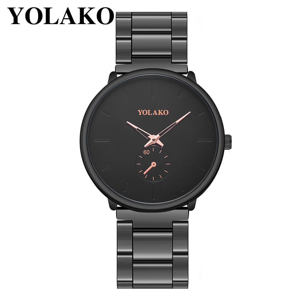 Buy YOLAKO Men's Luxury Business Steel Strip Watch With Simple Mirror ...