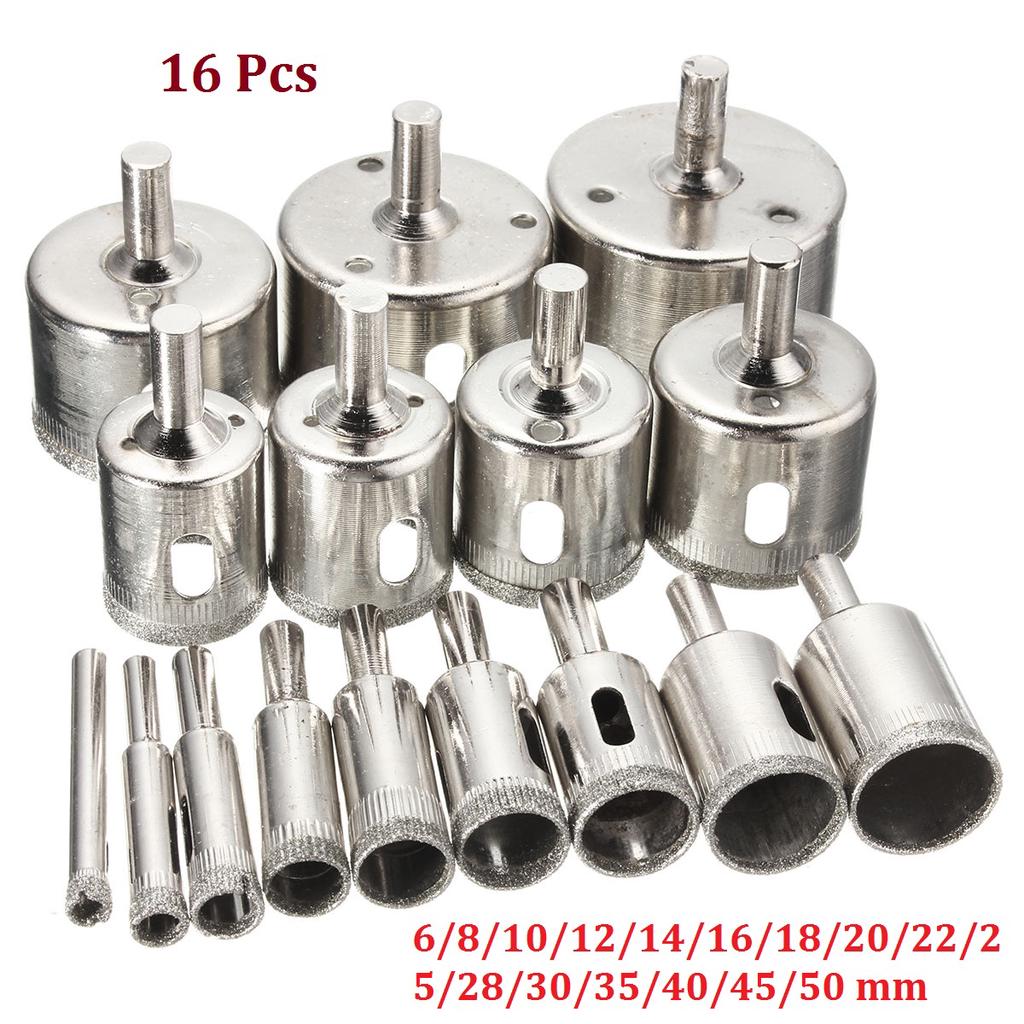 Buy 15/16Pcs/Set 3-42Mm/6-50Mm Diamond Holesaw Drill Bit Tool Marble ...
