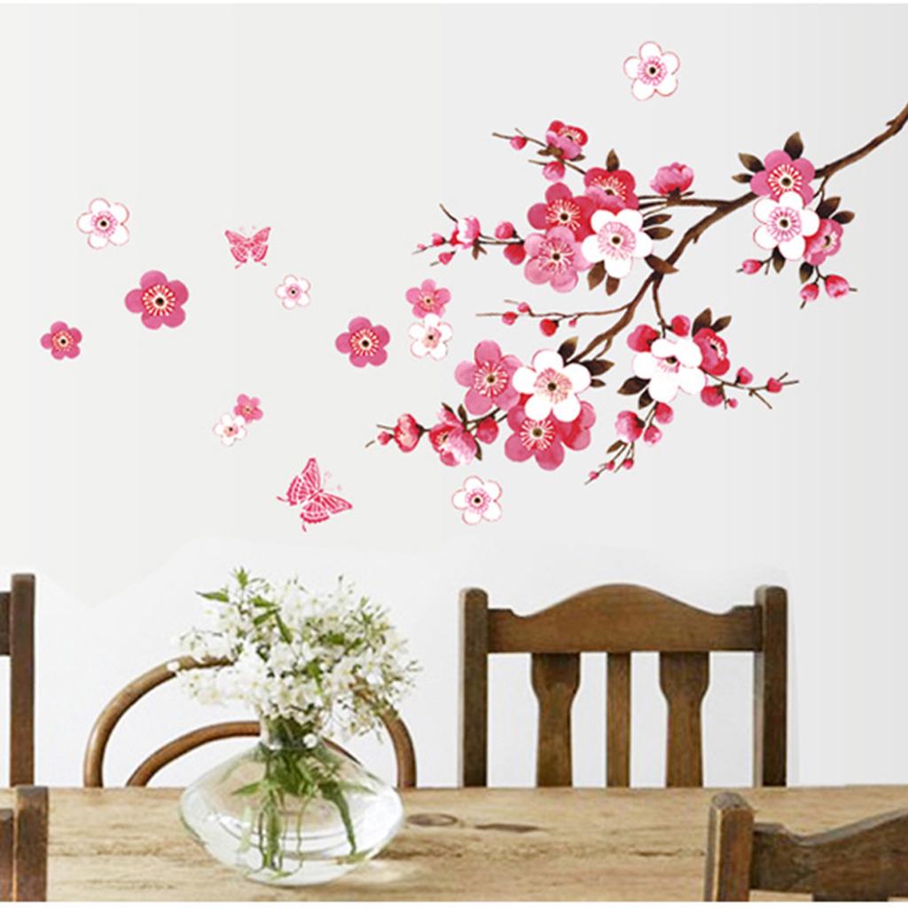 Buy Sakura Wall Stickers Living Bedroom Decorations Diy Flowers Pvc ...