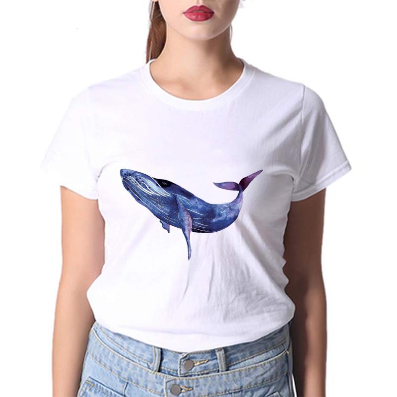 Buy Women White Top Blue Whale T Shirt at affordable prices — free ...