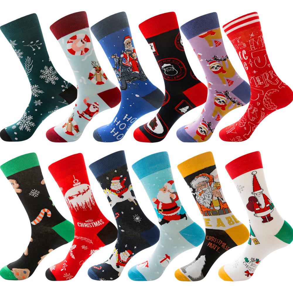 Buy color male Christmas elk female Christmas socks autumn winter new ...