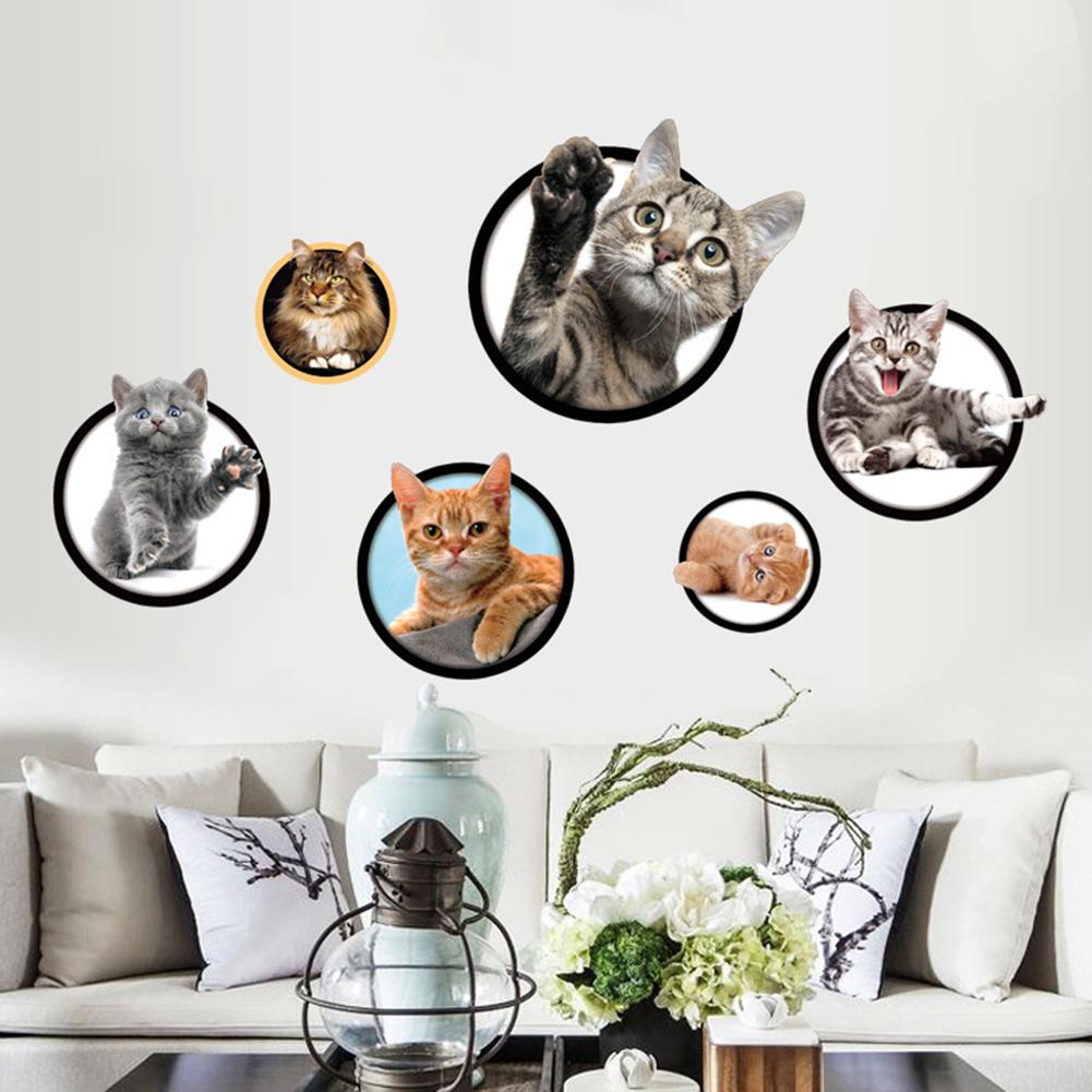 Buy 5 Pieces/Piece 3D Cat Cute Wall Stickers Removable Cat Decals ...