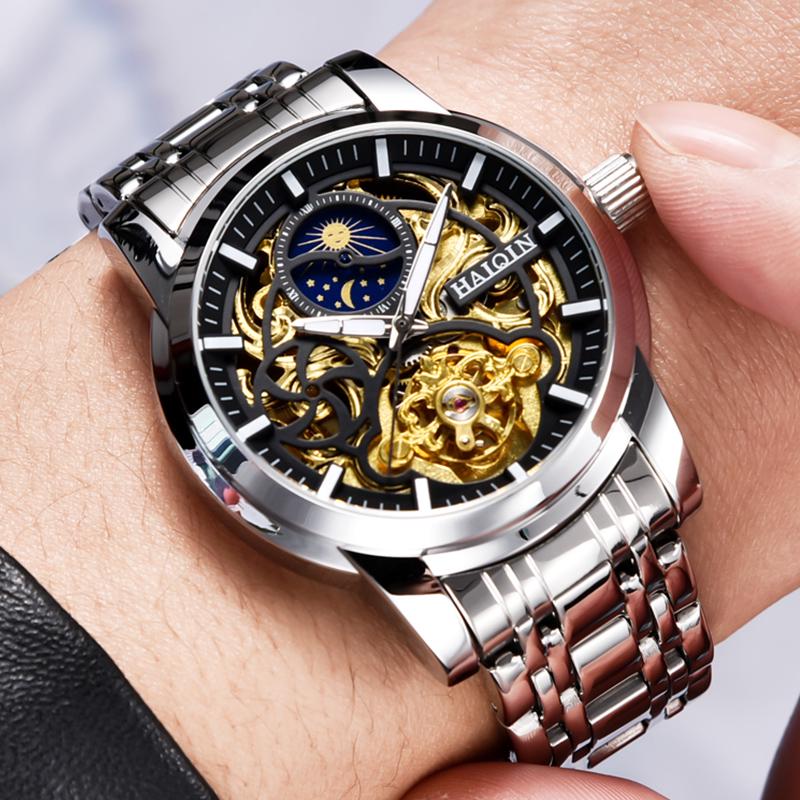 Buy HAIQIN 2020 Automatic Mens Watches Men Skeleton Watch Waterproof ...