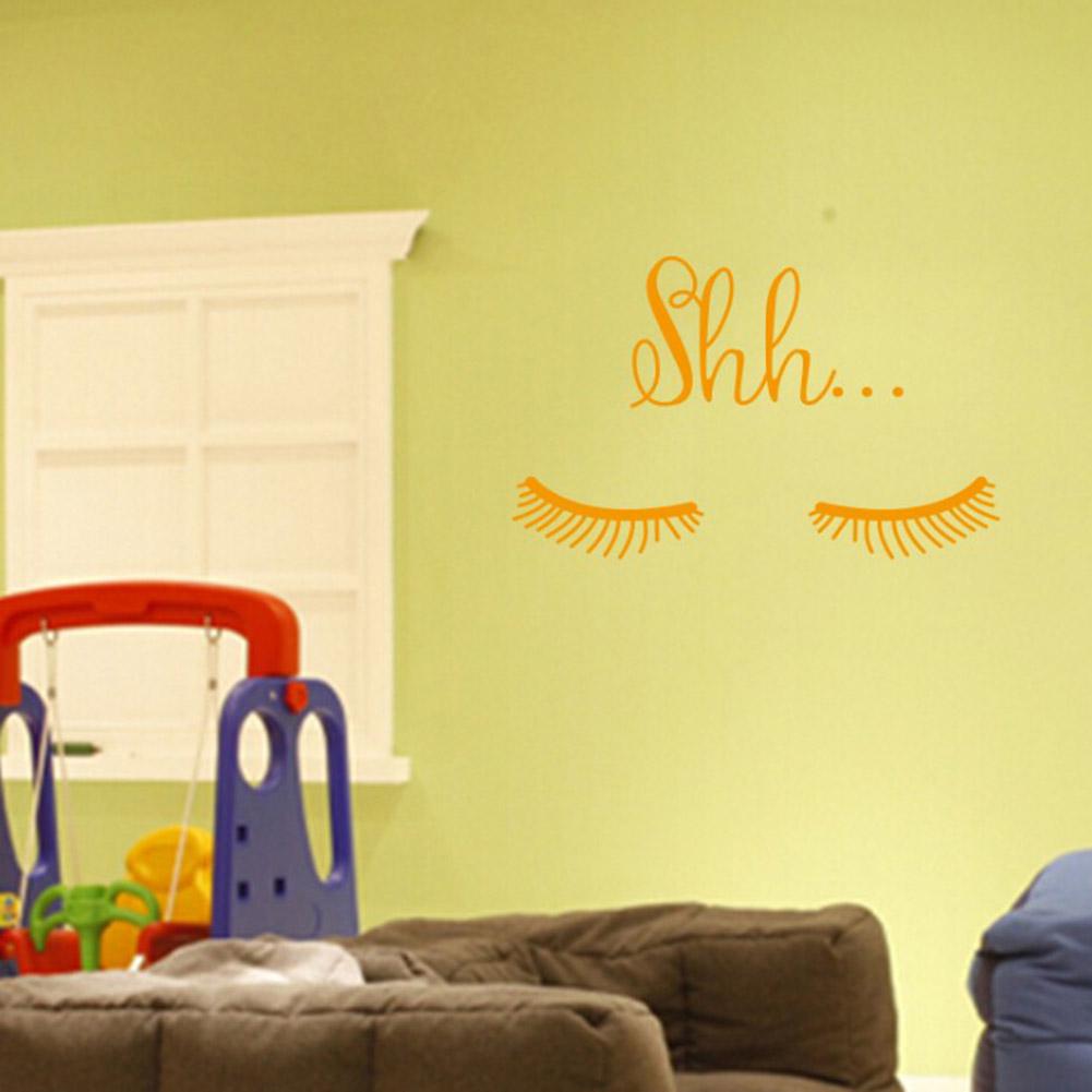 Home Decoration Beautiful Shh Eyelash Vinyl Wall Sticker Baby Girl Room ...