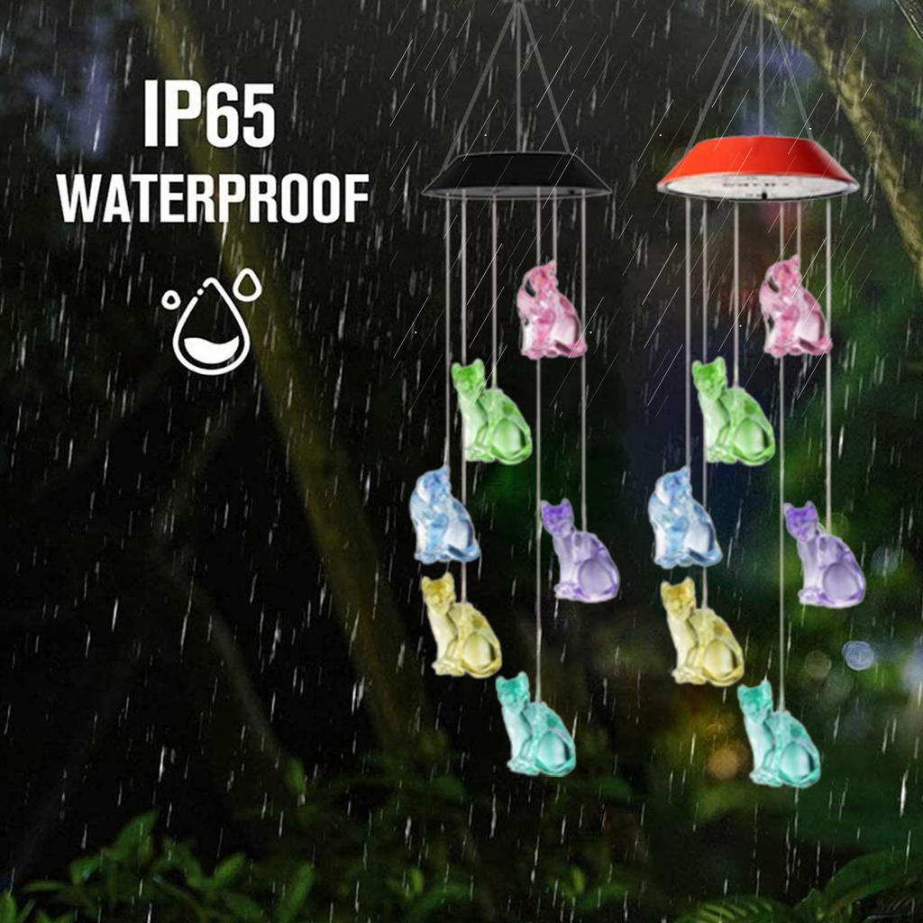 Buy Solar Cat Wind Chimes Light LED Color Changing Lamp Decor Night ...