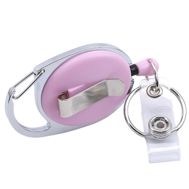 Retractable Key Ring Chain Pull Chain Retractor Card Holder Belt Clip ...