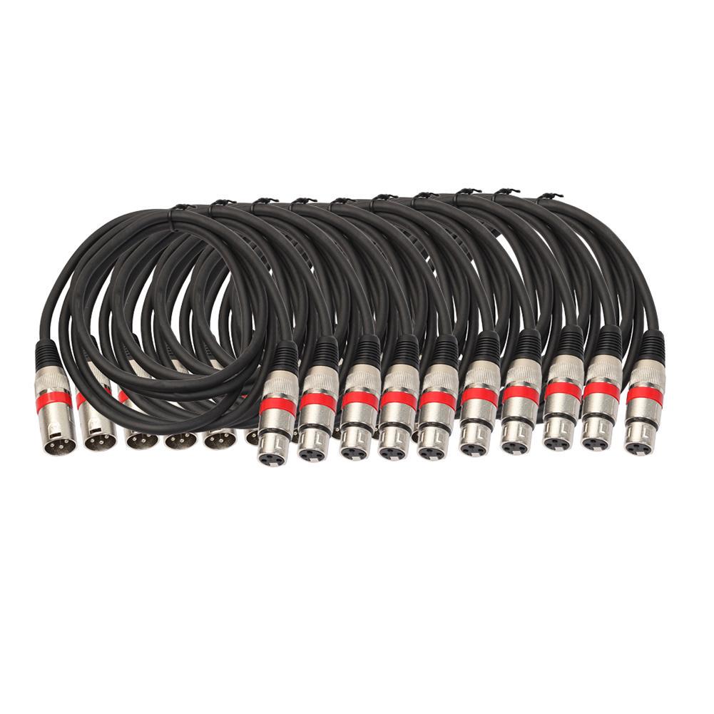 10pcs 3 Pin 5.9ft DMX Stage DJ Cable Male To Female XLR Connector Wire ...