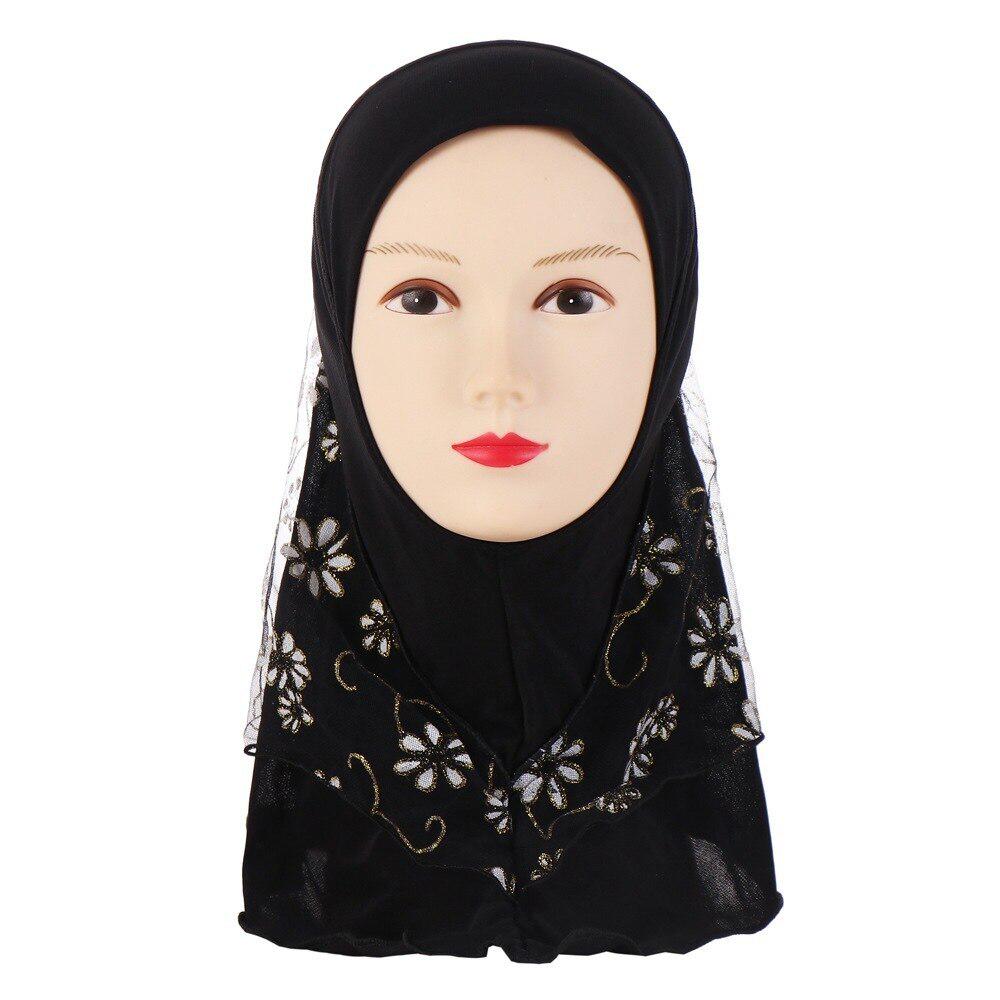Buy Malaysian Muslim Children's Hooded Hat Hijab Flowers Monochrome ...
