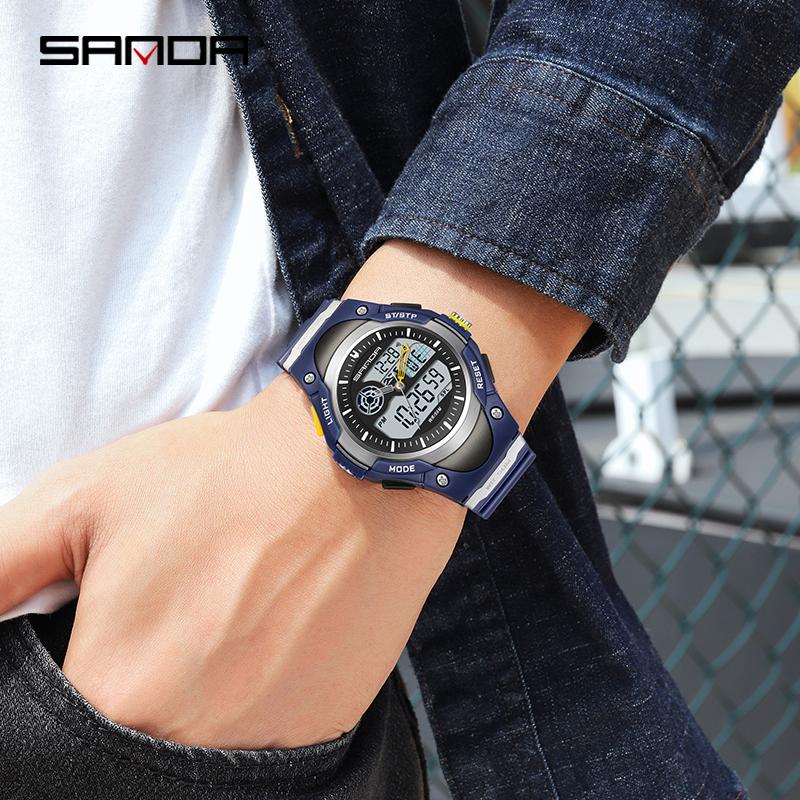 Buy SANDA Men Sports Watches Dual Display Analog Digital LED Quartz ...