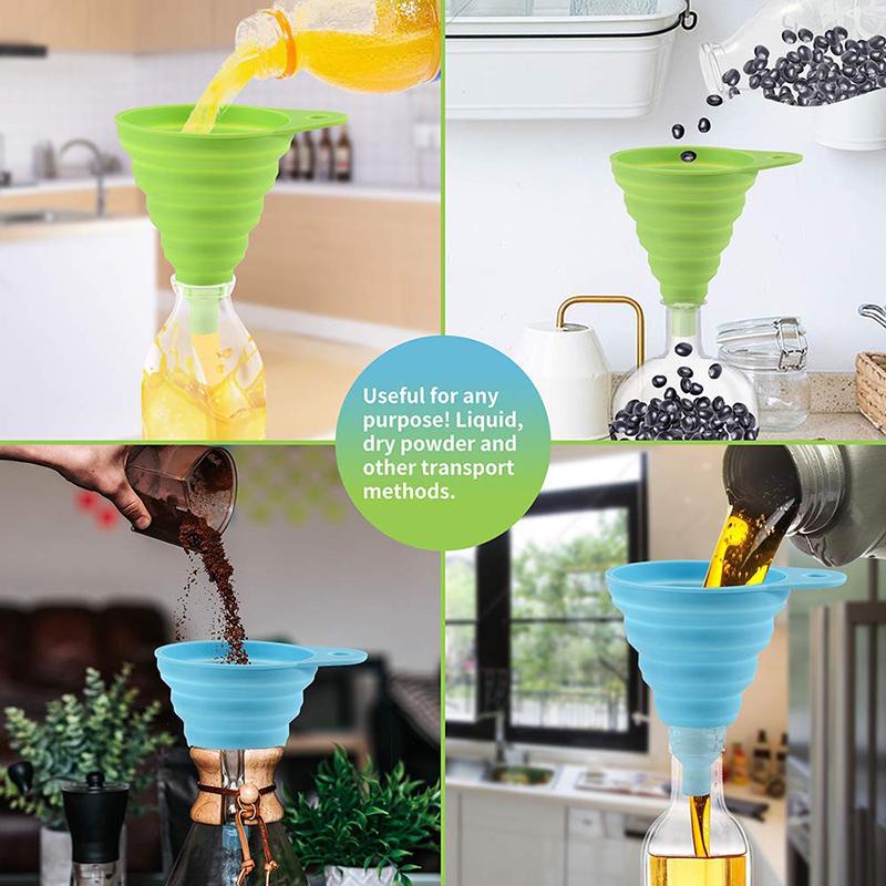 Buy Kitchen Tools Silicone Mini Collapsible Funnel Hopper Telescopic ...